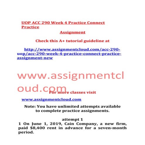Uop acc-290-week-4-practice-connect-practice-assignment | PPT
