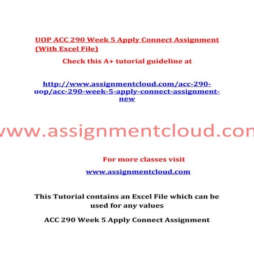 Uop acc-290-week-5-apply-connect-assignment | PDF