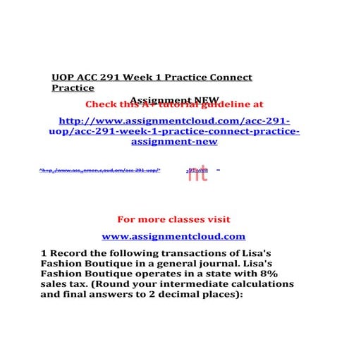 Uop acc-291-week-1-practice-connect-practice-assignment-new | PDF