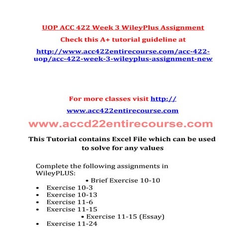 Uop acc-422-week-4-wiley plus-assignment | PPT