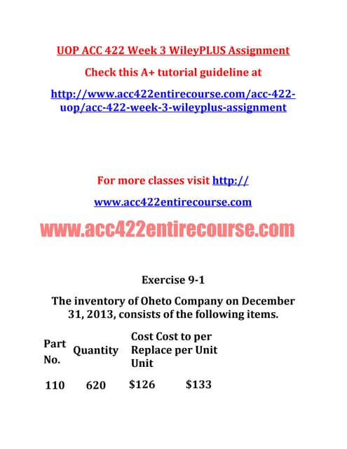 Uop acc-422-week-3-wiley plus-assignment | PDF Uop acc-422-week-3-wiley plus-assignment | PDF