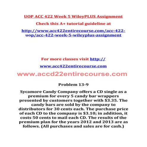 Uop acc-422-week-5-wiley plus-assignment-new | PPT