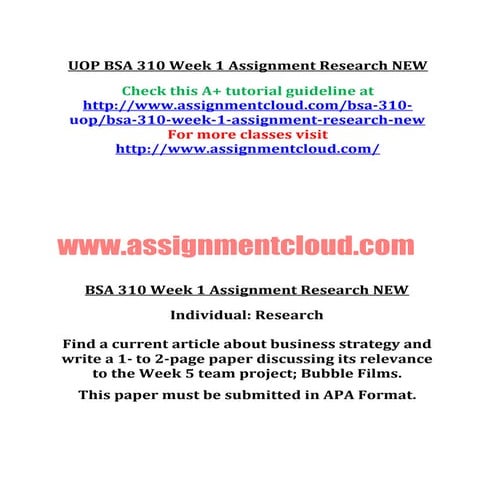 Uop bsa-310-week-1-assignment-research-new | PPT