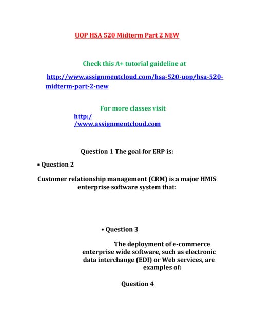 Uop hsa-520-final-exam-part-1-new | PDF