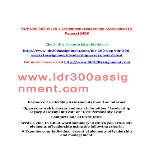 Uop ldr-300-week-1-assignment-leadership-assessment | PDF