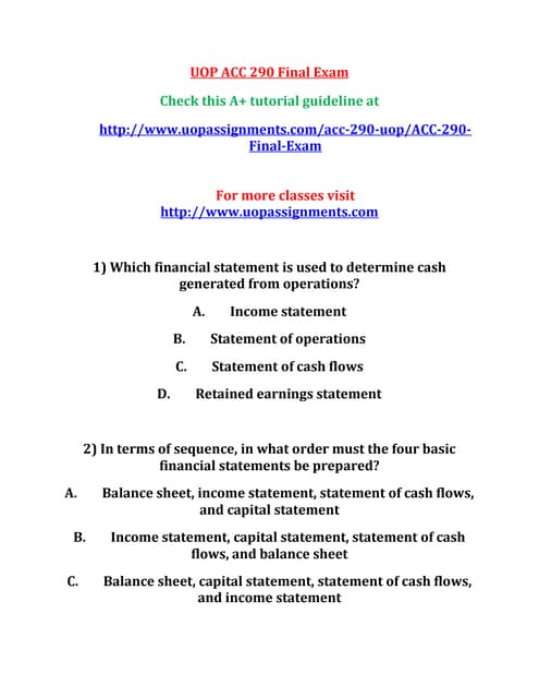 Acc 290 final exam answers are here | PDF