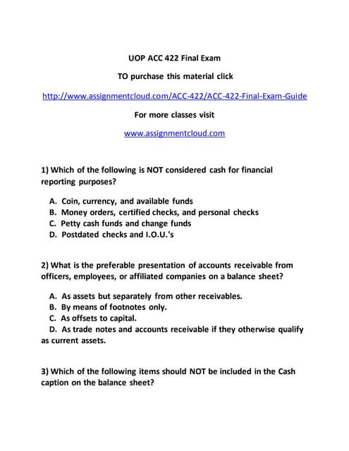 Acc 422 final exam | DOCX