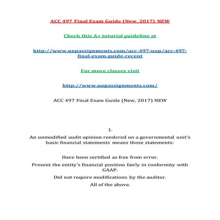 Uop acc 497 final exam guide (new, 2017) new | DOCX