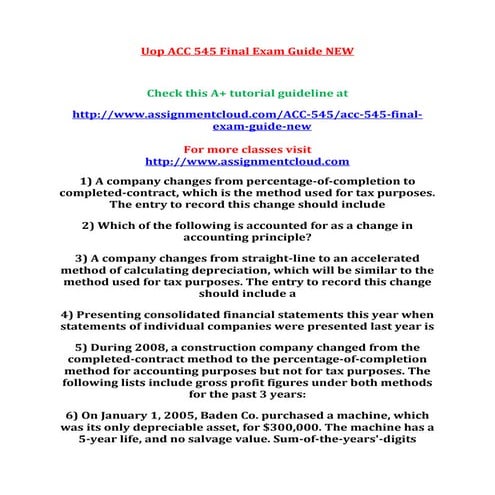 Acc 545 final exam answers | DOCX