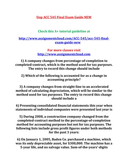 Acc 422 final exam | DOCX