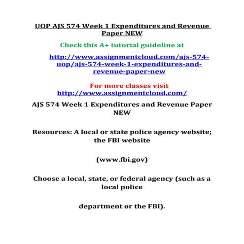 Uop ajs 574 week 1 expenditures and revenue paper new | DOC