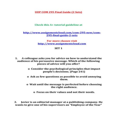 Uop com 295 final guide | DOC | Desktop Publishing | Computer Software ...