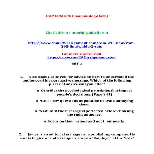 Uop com 295 final guide | PDF