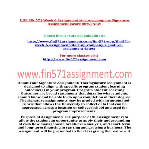 FIN 571 Week 6 Individual Signature Assignment | PDF