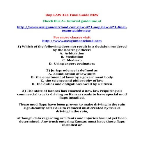Law 531 final exam answers are here | DOCX