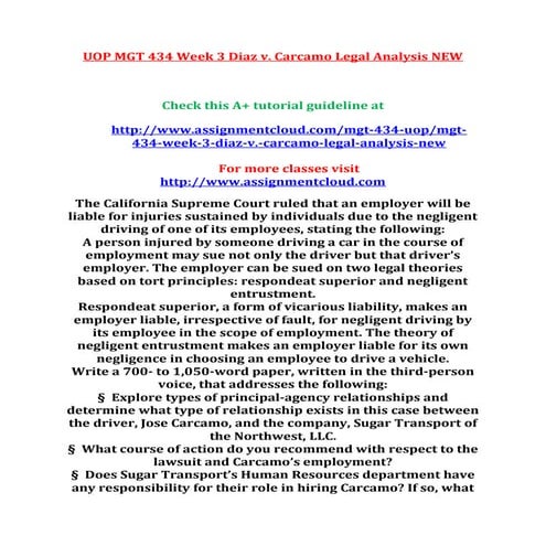 Uop mgt 434 week 3 diaz v | PDF