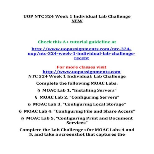 Uop ntc 324 week 1 individual lab challenge new | PDF