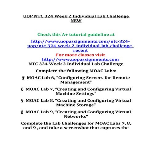 Uop ntc 324 week 2 individual lab challenge new | DOC