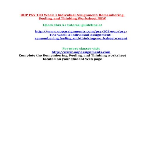 Uop psy 103 week 3 individual assignment | DOC