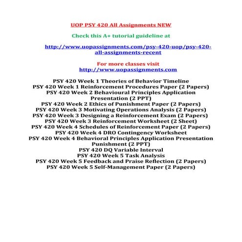 Psy 420 psy420 | PDF