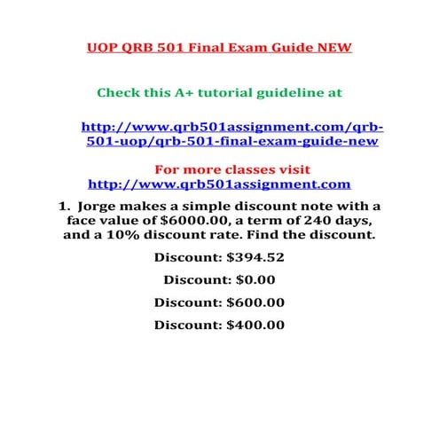 Uop qrb-501-final-exam-guide-new | PPT