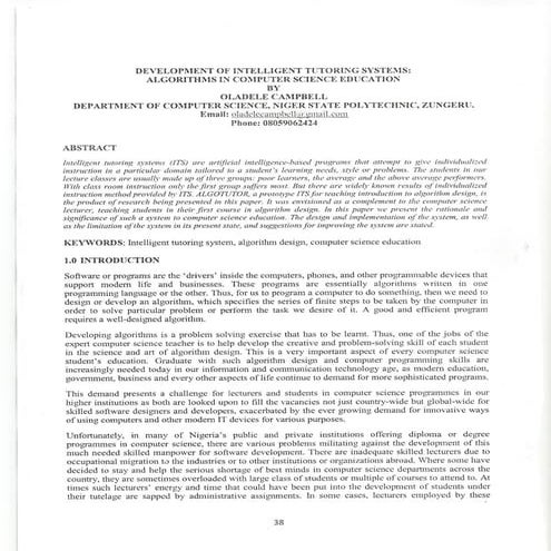 DEVELOPMENT OF INTELLIGENT TUTORING SYTEMS_ALGORITHMS IN COMPUTER SCIENCE BY OLADELE CAMPBELL ...