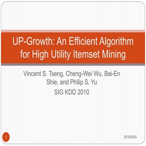 Up Growth An Efficient Algorithm For High Utility Itemset Mining
