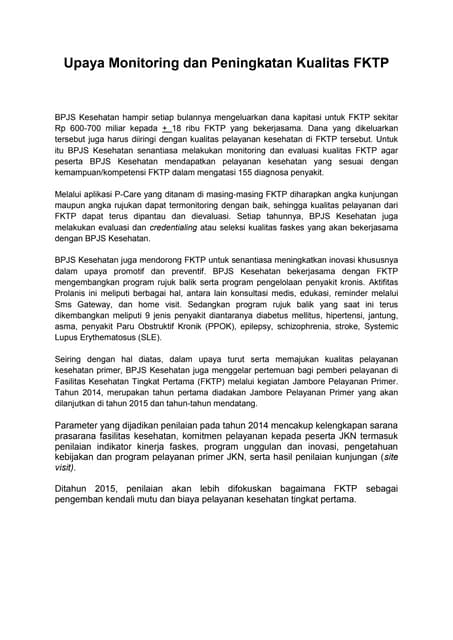 Buku Panduan Praktis BPJS Kesehatan - Program Rujuk Balik (PRB) | PDF