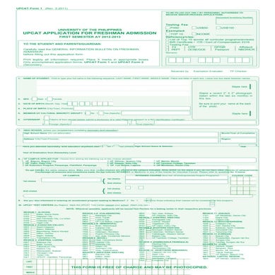 UPCAT Application Form | DOC