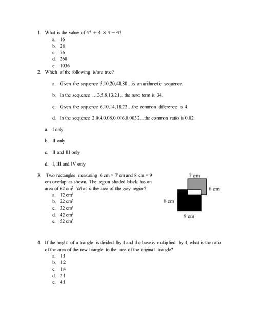 SHS MATH QUIZ | PDF