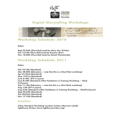 Upcoming workshops | PDF