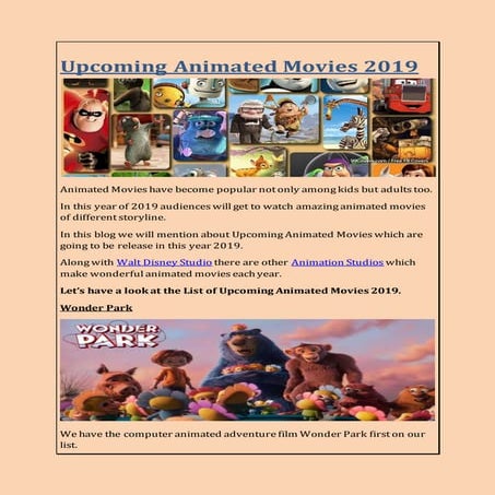 Upcoming Animated Movies 2019 | DOCX