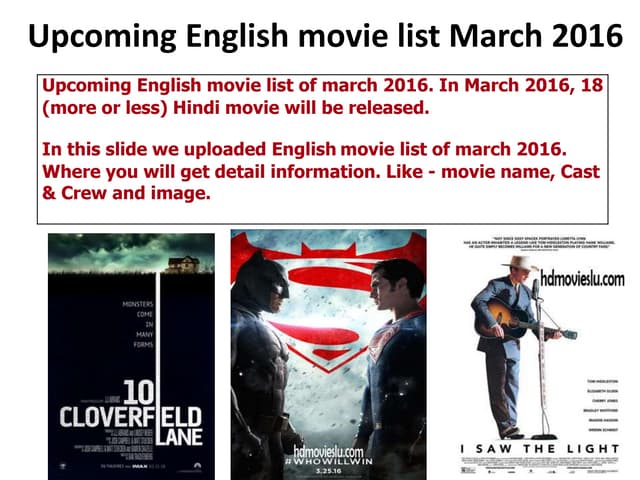 Upcoming English movie list march 2016 PPT