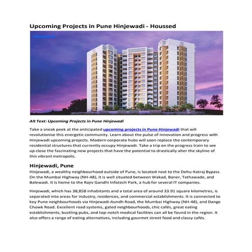 Discover New Upcoming Projects in Pune, Hinjewadi | PPTX