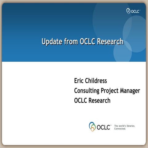 Update From OCLC Research May 2008 | PDF | Web Design and HTML | Internet