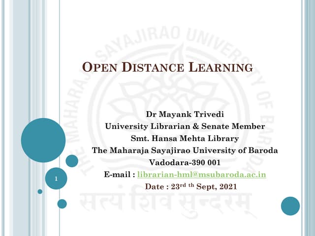 Principles of open and distance learning | PPT