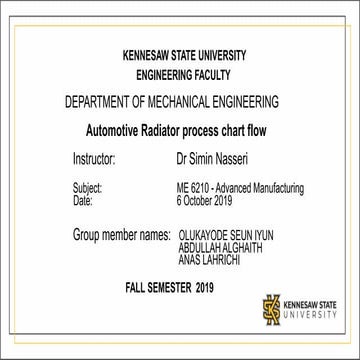 automotive radiator process chart flow | PPTX