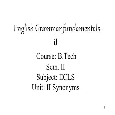 Updated b.tech ii unit ii synonyms | PPTX