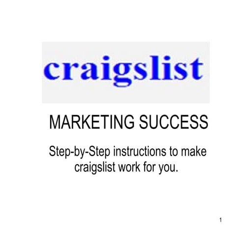Posting Your Ad To Craigs List | PPT