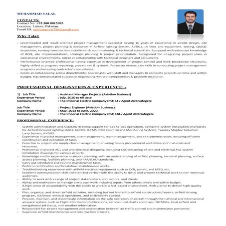 Muhamad Talal - AGL Engineer (Airfield Lighting System) | PDF