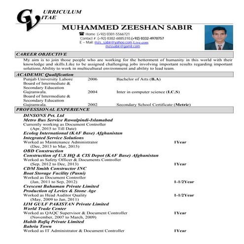 Updated CV M Zeeshan S | PDF