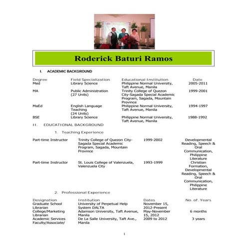 Updated cv of roderick ramos | PDF