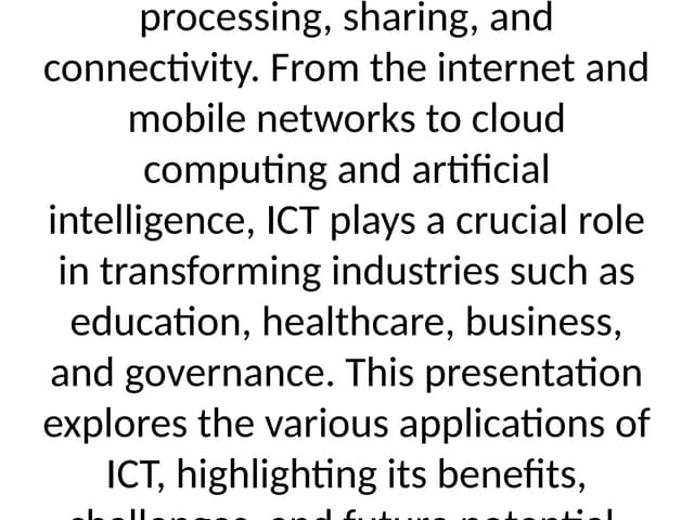 Applications of ICT | PPTX