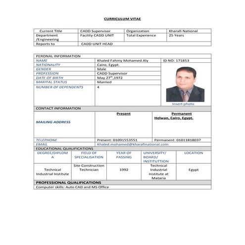 Khaled fahmy cv | DOC