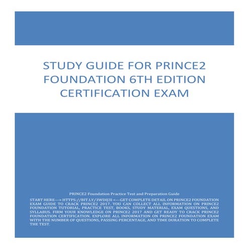 [UPDATED] PRINCE2 Foundation 6th Edition Certification | Study Guide | PDF