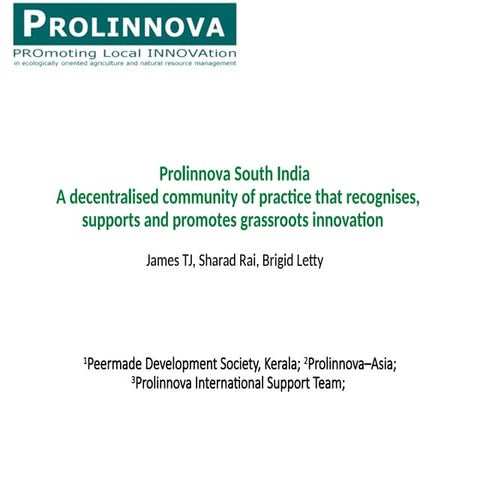 Activities of Prolinnova in South of India | PPTX