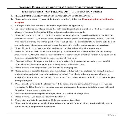 Pre school reg form | PDF