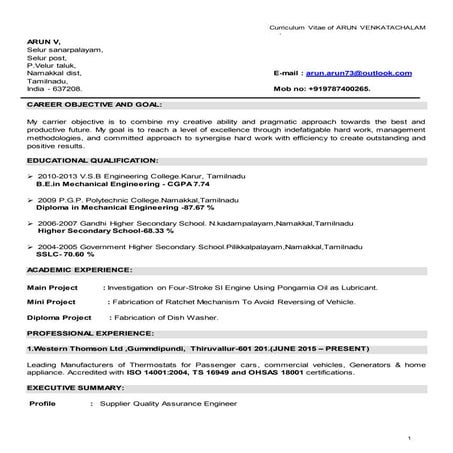 Updated ressume arun SQAE | PDF