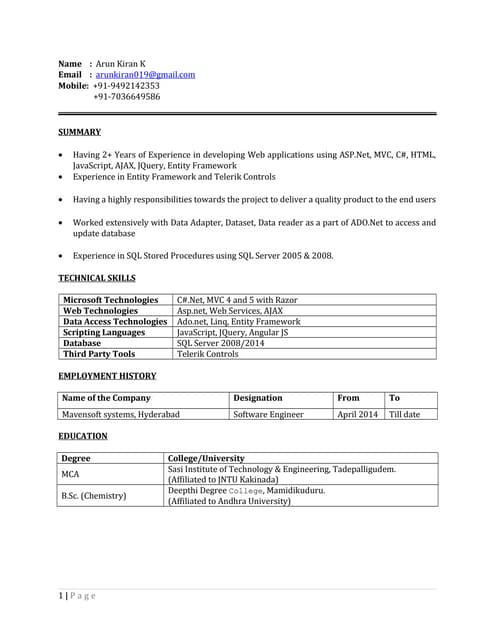 Narappa CV | DOC