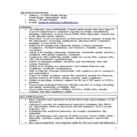 Resume pramesh kothari | DOC